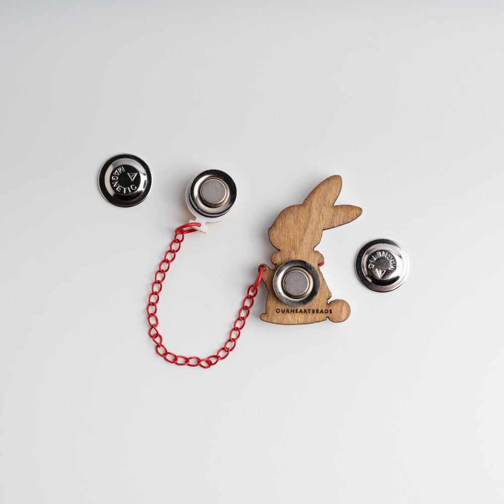 White Rabbit with Clock Brooch
